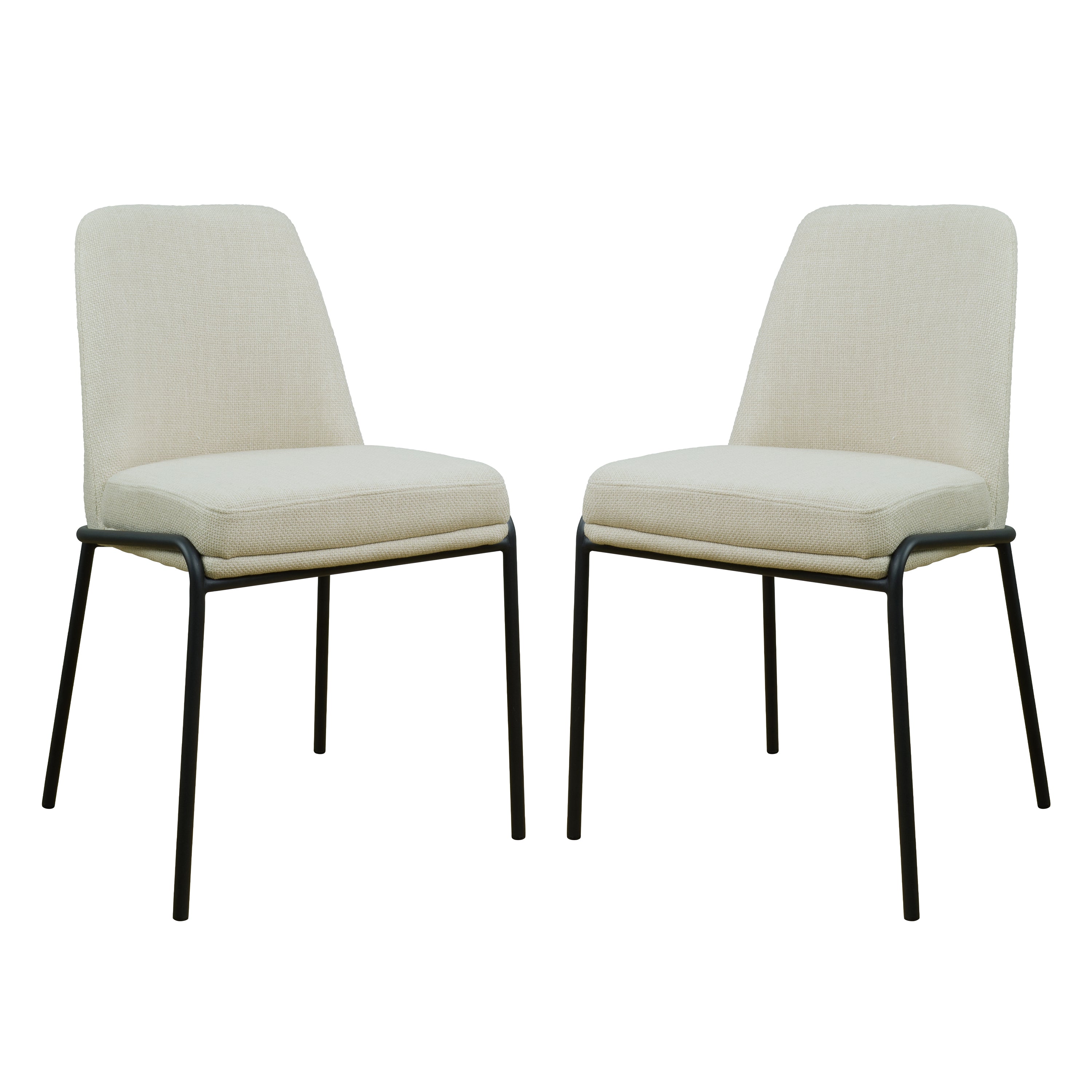 Art Leon Modern Armless Dining Chair Set with Fabric Upholstery Metal ...