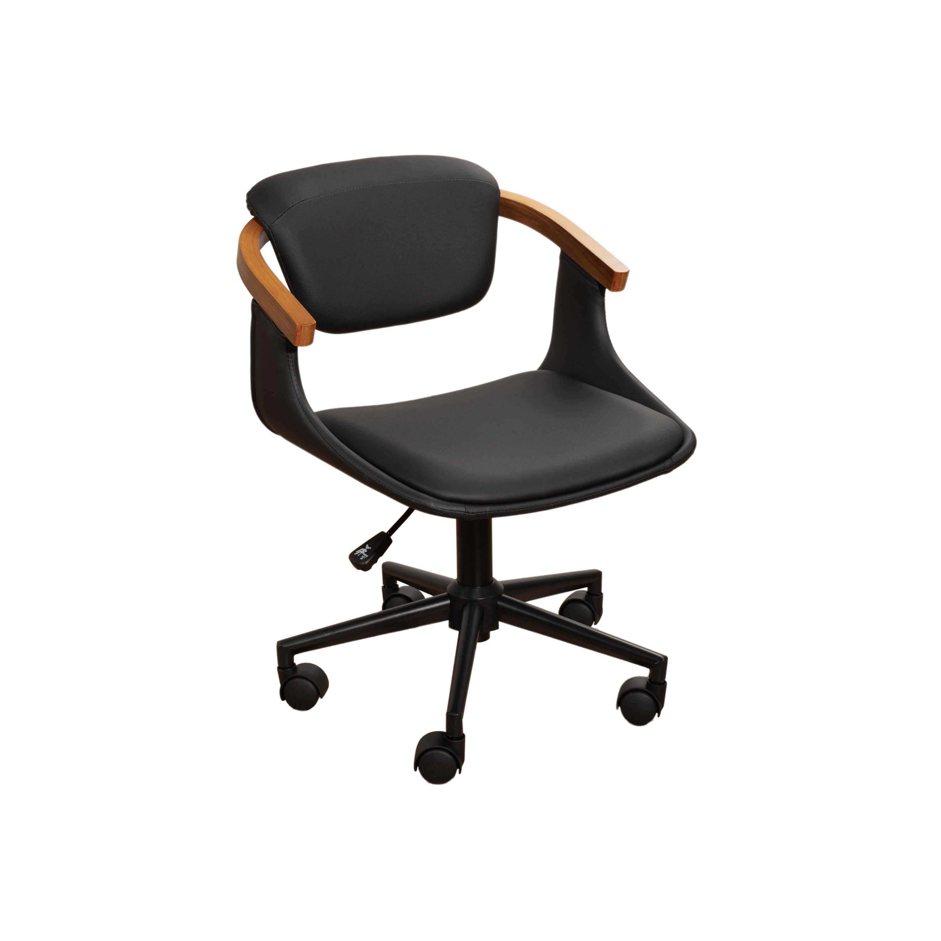 Art Leon Bentwood Swivel Office Chair with Open Backrest & Black Wheel