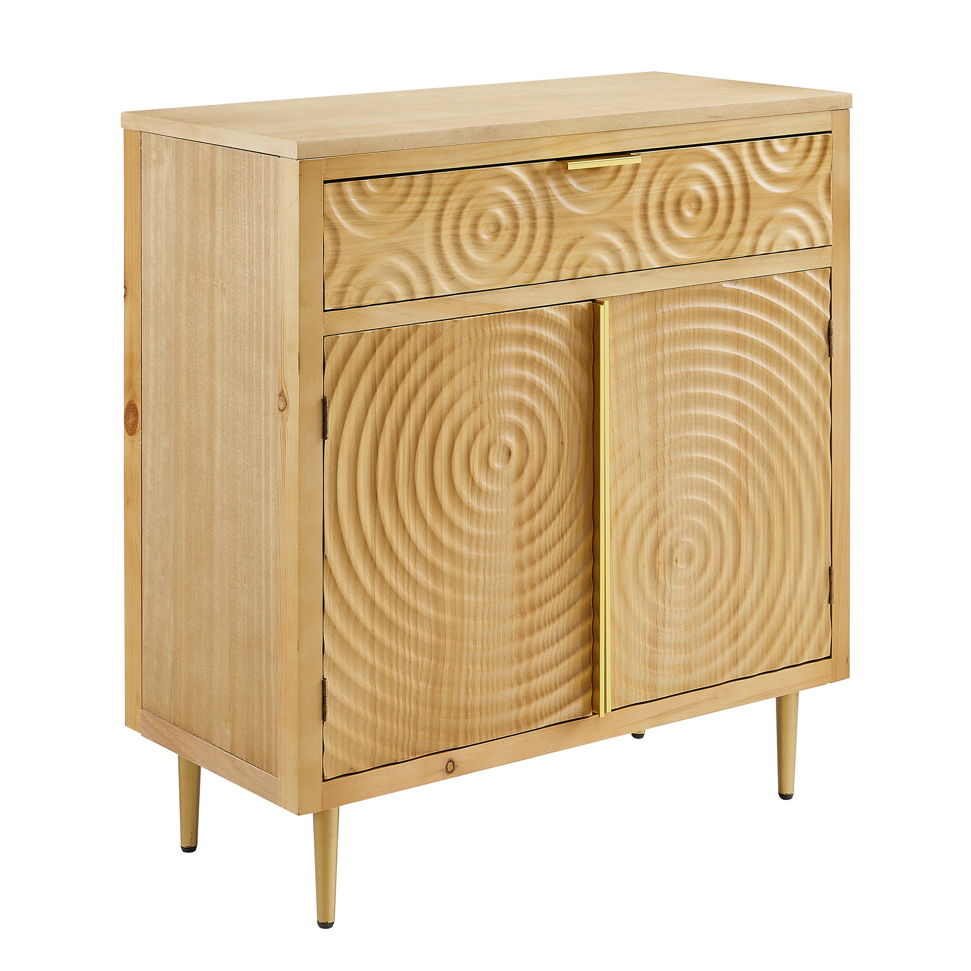 Art Leon Wavy Modern Sideboard with Drawers and Textured Wood Finish